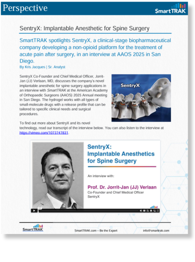 SentryX: Implantable Anesthetic for Spine Surgery